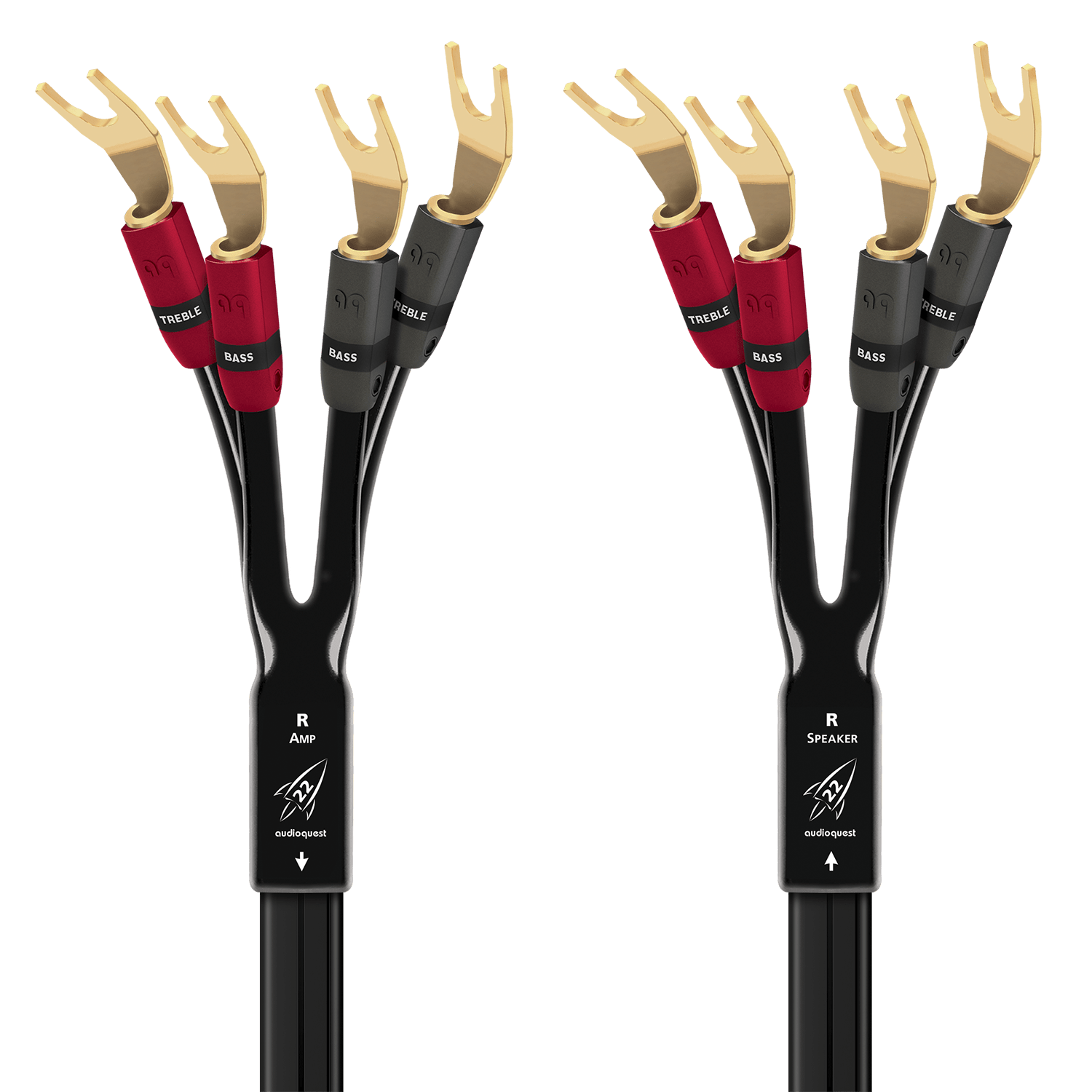 AudioQuest 8' Rocket 22 Single BiAmp Lautsprecherkabel mit SureGrip 300 ... AudioQuest 8' Rocket 22 Single BiAmp Lautsprecherkabel mit SureGrip 300 ...