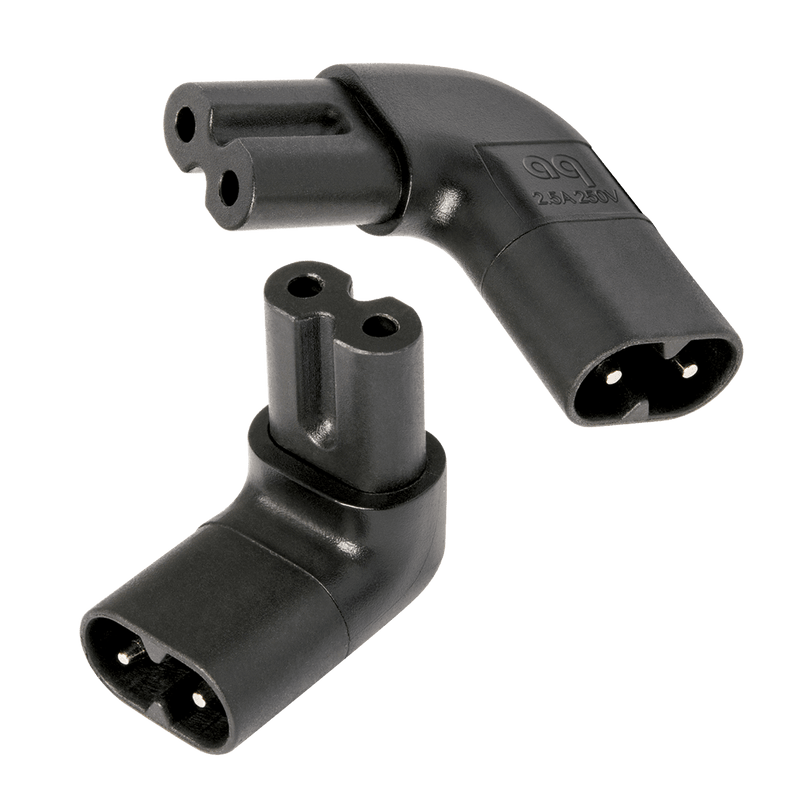 AudioQuest C7 90˚ Adaptor Kit - 1 x “E” and 1 x “U” IEC C7 Female > C8 ...